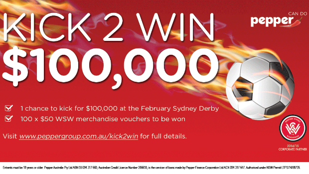 Kick 2 Win $100,000 at half time - Western Sydney Wanderers